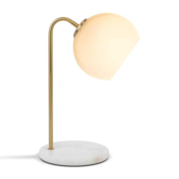 Brightech Krystal 14.5 in. Antique Brass Modern LED Arc Desk Lamp with ...