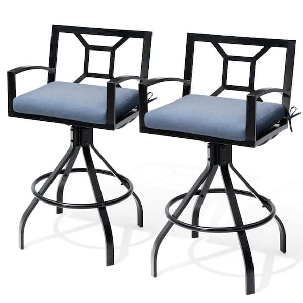 Pellebant Swivel Metal Aluminum Outdoor Bar Stool with Sunbrella ...