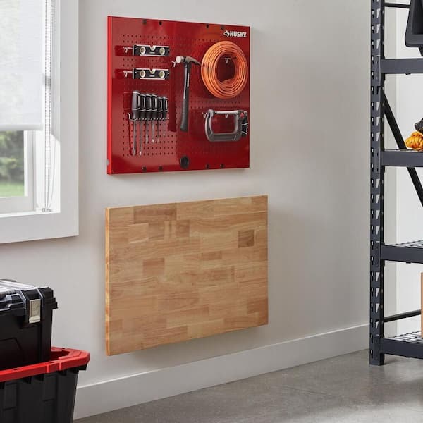 Folding wood top workbench store