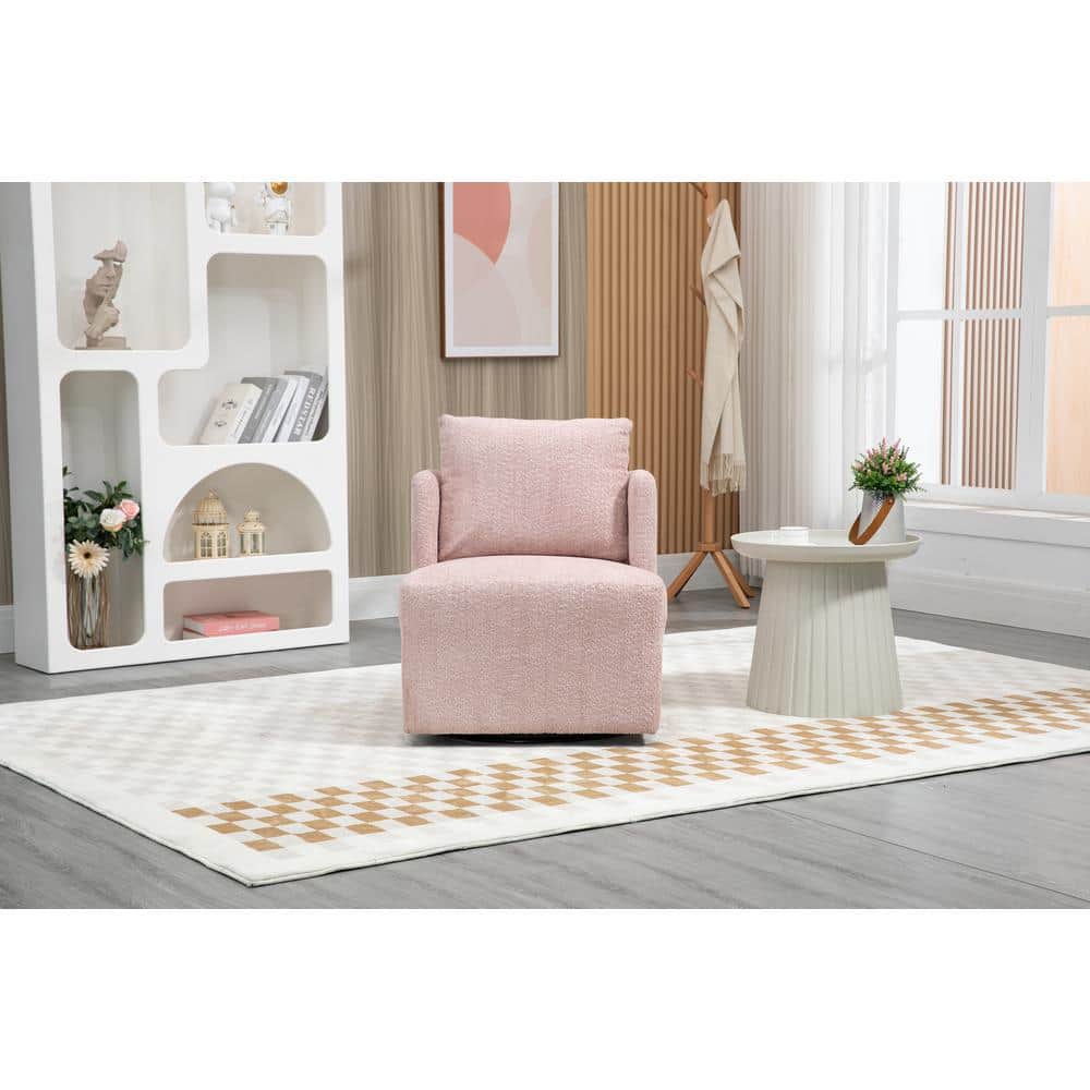 Pink Swivel Barrel Chair, Comfy Round Accent Sofa Chair for Living Room ...