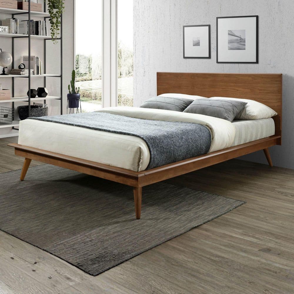 Noble House Patience Modern Brown Wood Frame Queen Size Platform Bed ...