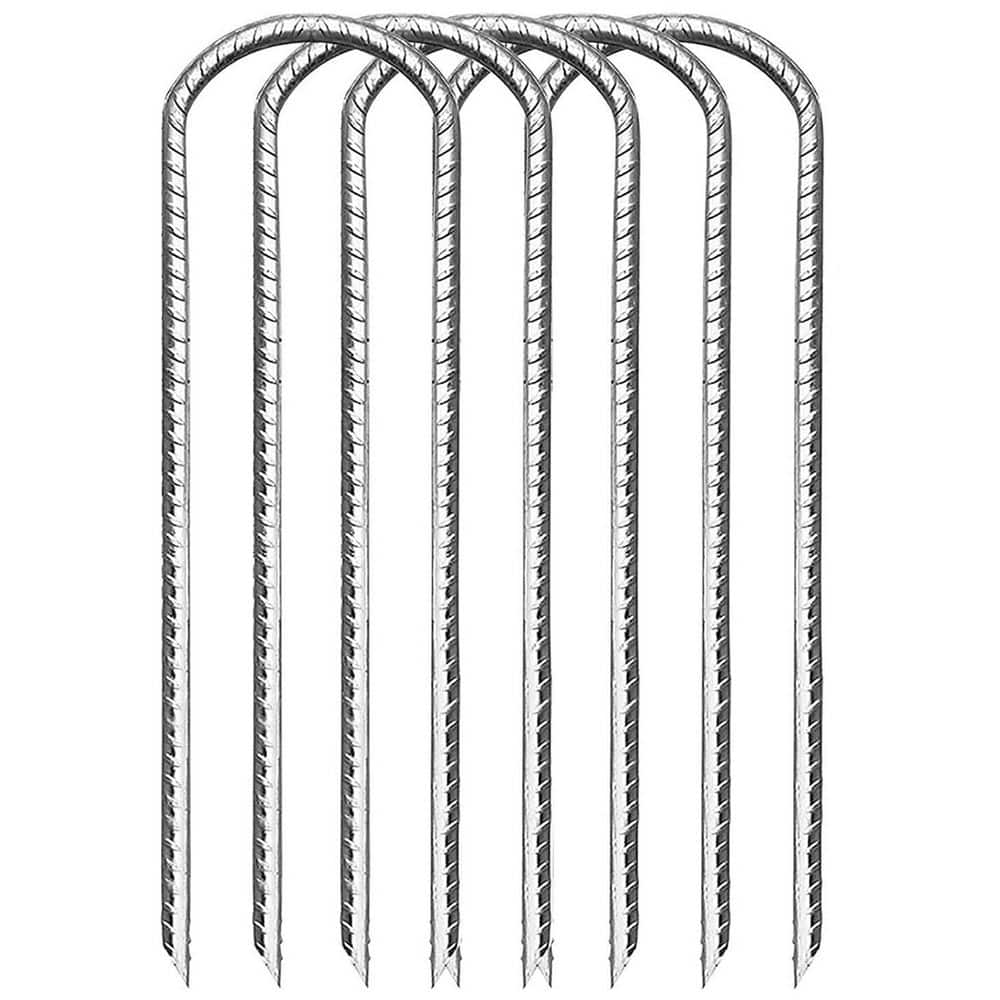 12 in. H Silver Steel Rebar Staples (16 Pack)-Heavy Duty Landscaping ...
