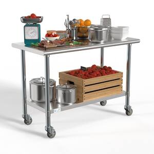 Koolmore 30 in. x 30 in. Stainless Steel Kitchen Utility Table with ...