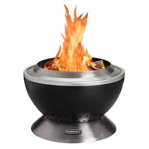 Karl home 36 in. W x 10 in. H Round Steel Wood Black Fire Pit ...