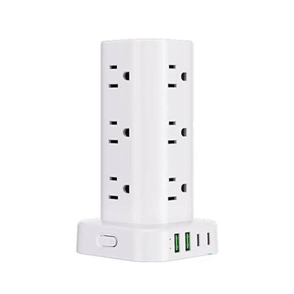 Lukyamzn 12-Outlet Wireless Charging Power Strip Tower Surge Protector ...