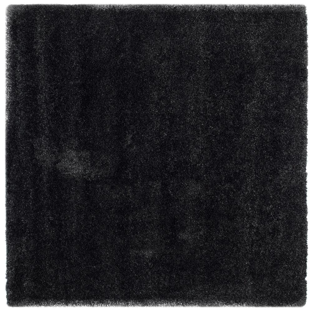SAFAVIEH California Shag Black 4 ft. x 4 ft. Square Solid Area Rug ...