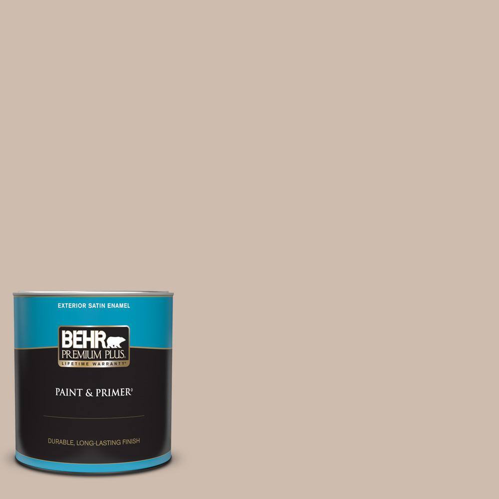 BEHR PREMIUM PLUS 1 qt. #N190-3 Windrift Beige Satin Enamel Exterior ...