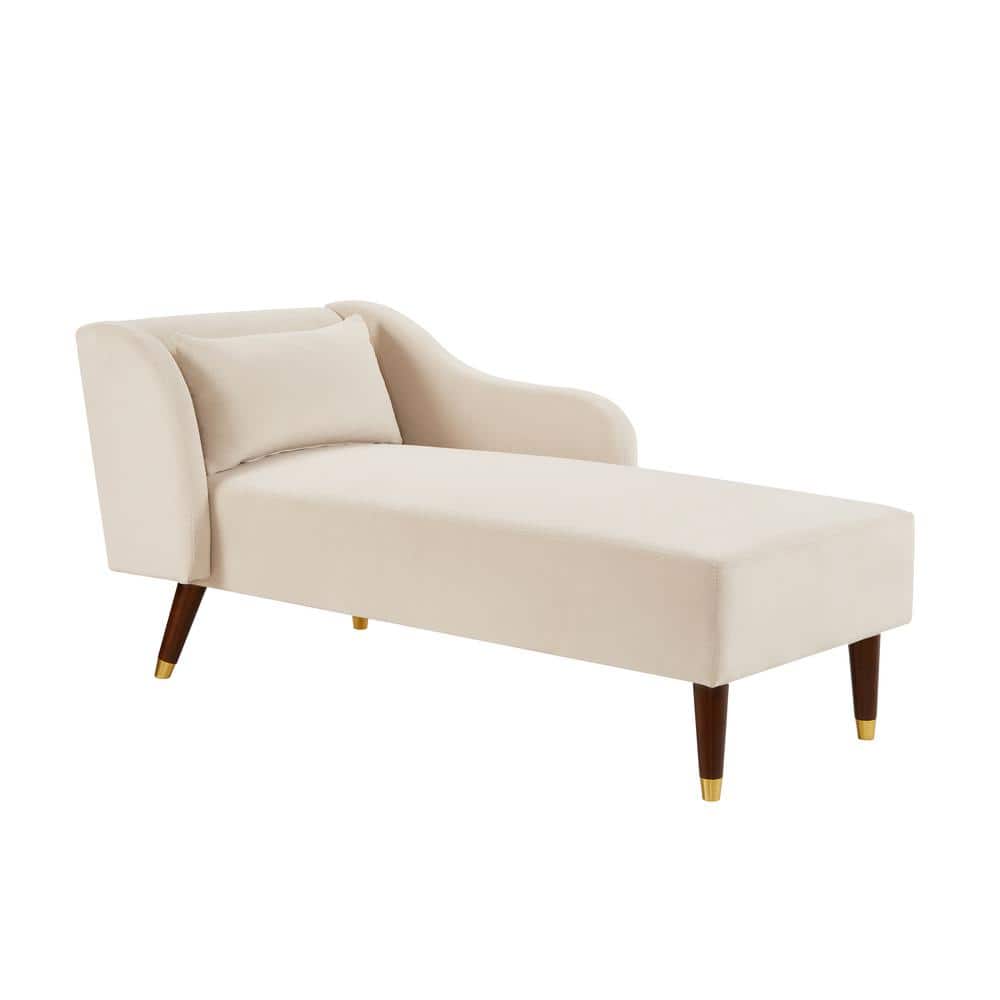 Harper & Bright Designs Modern Beige Velvet Upholstery Chaise Lounge ...