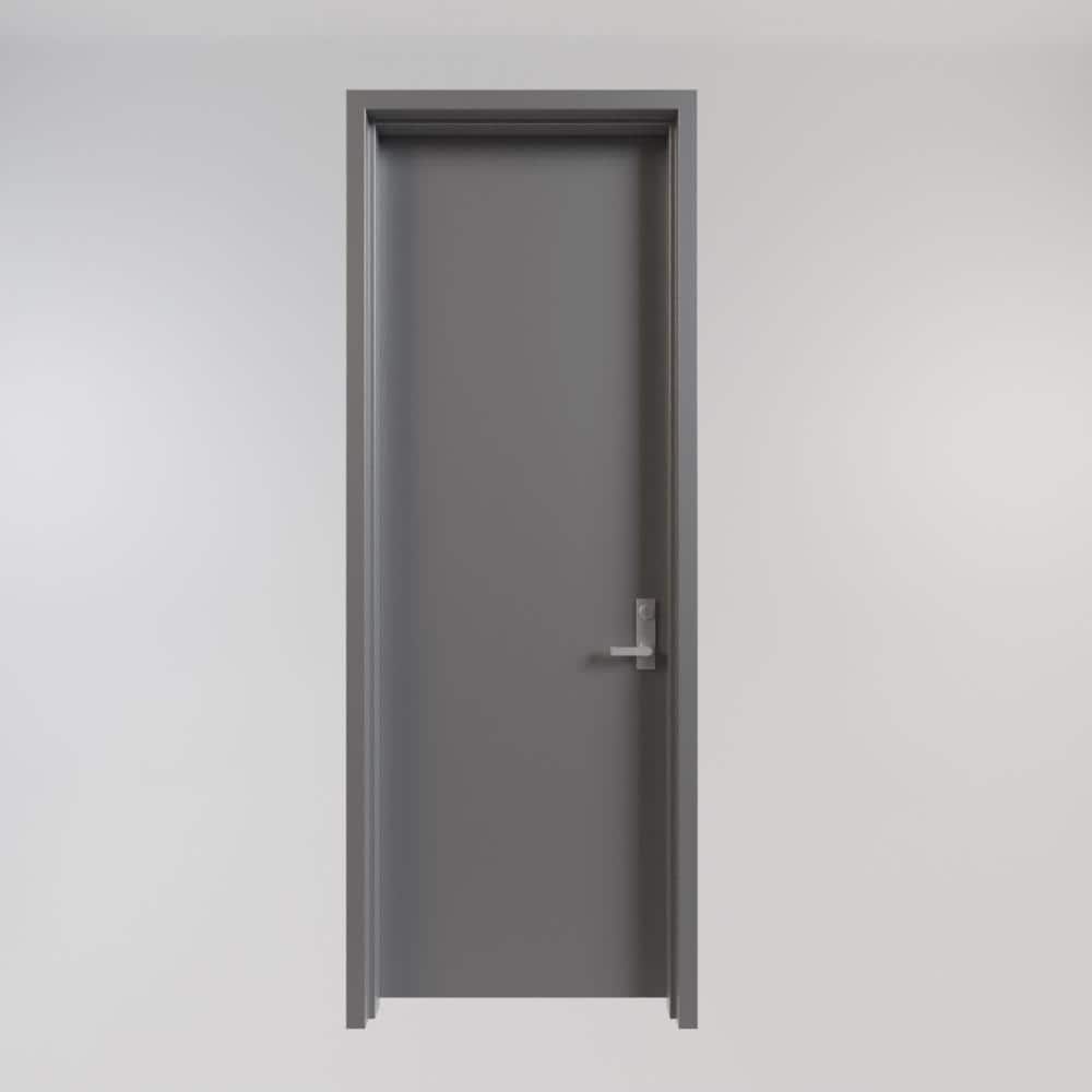 FORTIS DOORS 36 in. x 96 in. Right-Handed Gray Primed Steel Commercial ...