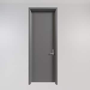 FORTIS DOORS 36 in. x 84 in. Right-Handed Gray Primed Steel Commercial ...