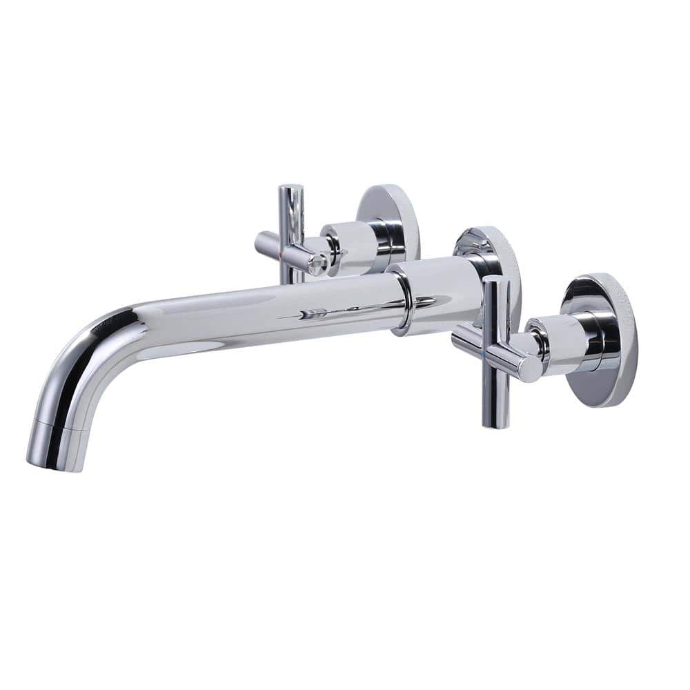WOWOW Double Handle Wall Mounted Bathroom Faucet in Chrome 131400C ...