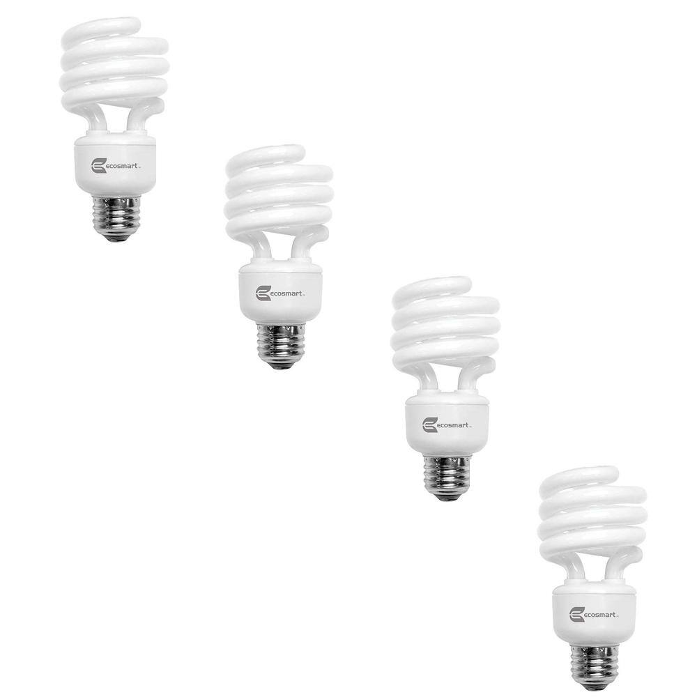 EcoSmart 100-Watt Equivalent Spiral Non-Dimmable CFL Light Bulb Bright ...