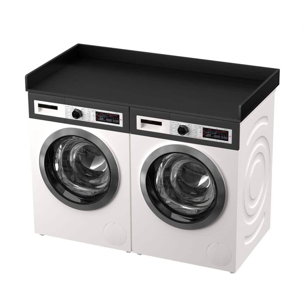 VEIKOUS Black 54 in. W Bamboo Washer Dryer Countertop Laundry Sorter ...