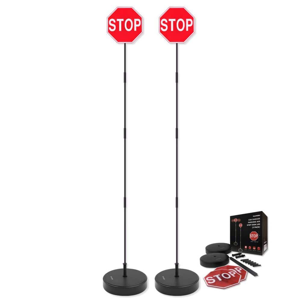 NVNOO 7 in. x 55 in. Garage Parking Aid with Bright Red LED Stop Sign ...
