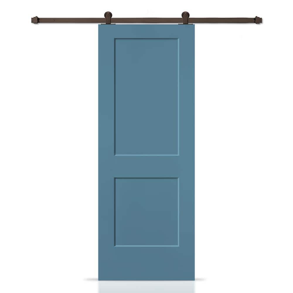CALHOME 36 in. x 80 in. Dignity Blue Painted MDF Solid Core 2-Panel ...