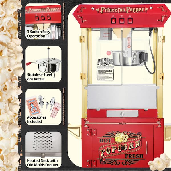 GREAT NORTHERN 8 oz. Princeton Popcorn Machine with Cart, Red 83