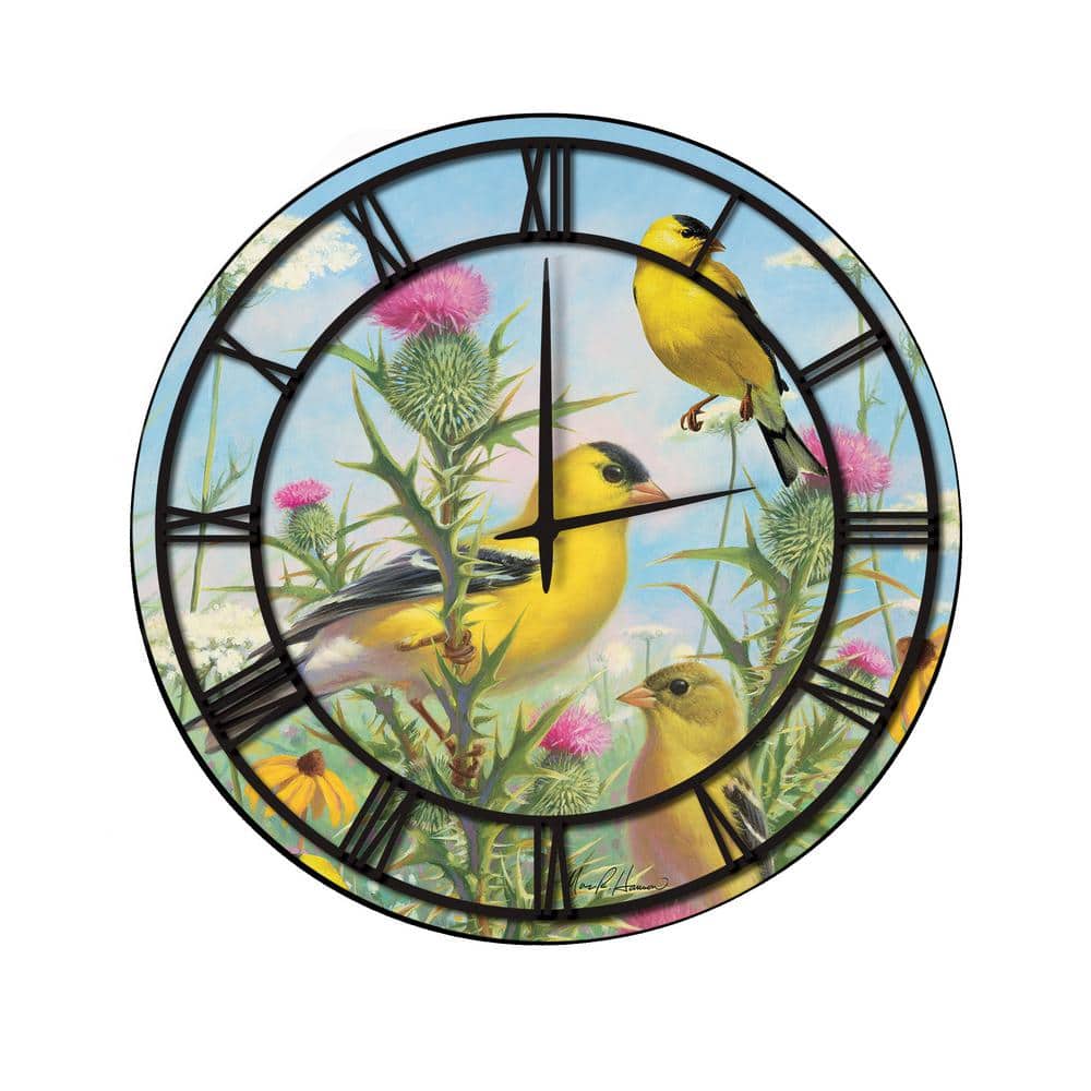 "Golden Glories" Full Coverage Art and Black Numbers Imaged Wall Clock ...