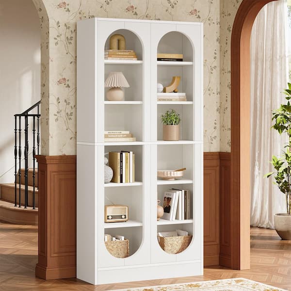 BYBLIGHT Eulas 70.9 in. Tall White Wood 6-Shelf Open Storage Modern ...