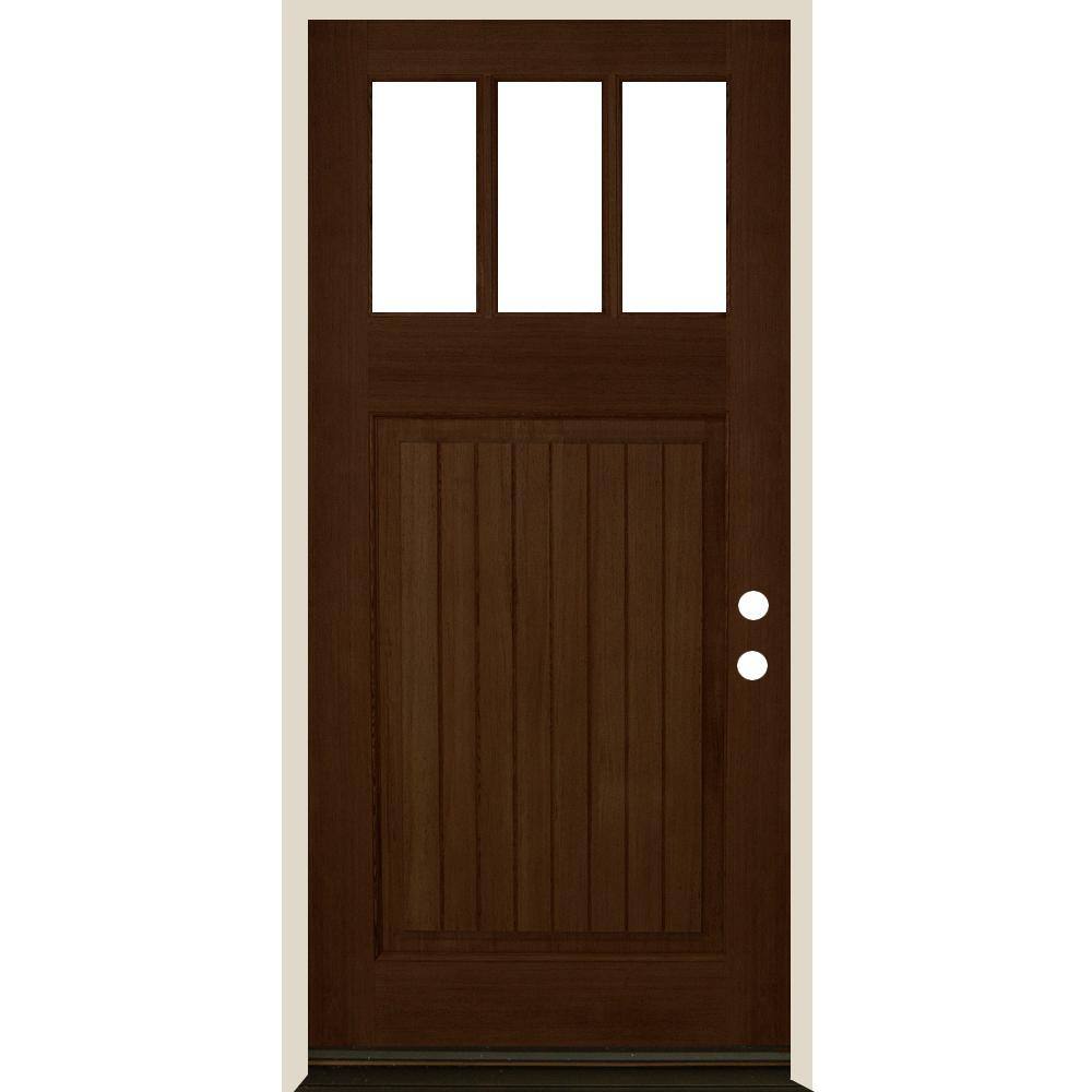 Krosswood Doors 36 in. x 80 in. Craftsman 3 Lite V Groove Provincial ...