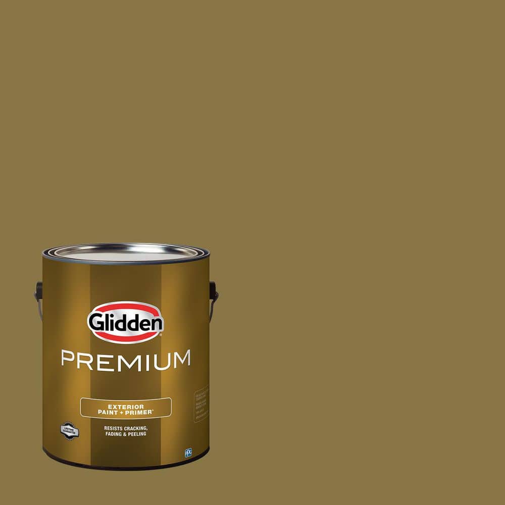 Glidden Premium 1 gal. PPG1111-6 Pickled Okra Semi-Gloss Exterior Latex ...