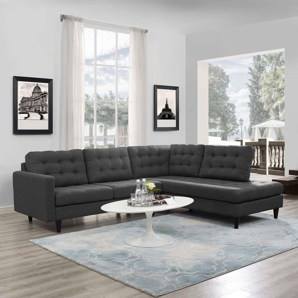 MODWAY Empress 101 in. Mid-Century Modern Right-Facing Upholstered ...