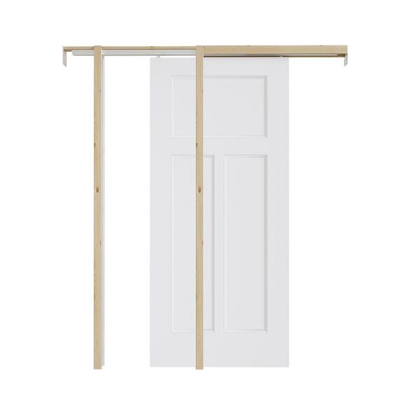 EH PUERTA 36 in. x 80 in. White Primed T-Shape Molded Solid Core Wood ...