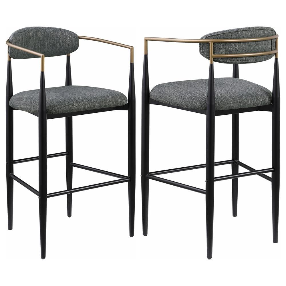 Coaster Tina 30 in. Dark Grey Open Back Wood Bar Stool with Fabric Seat ...