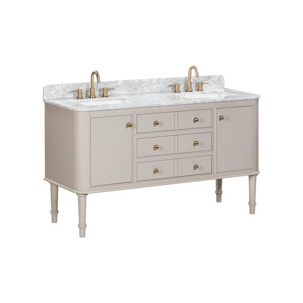 Home Decorators Collection Collette 60 in. Double Sink Greige Bath ...