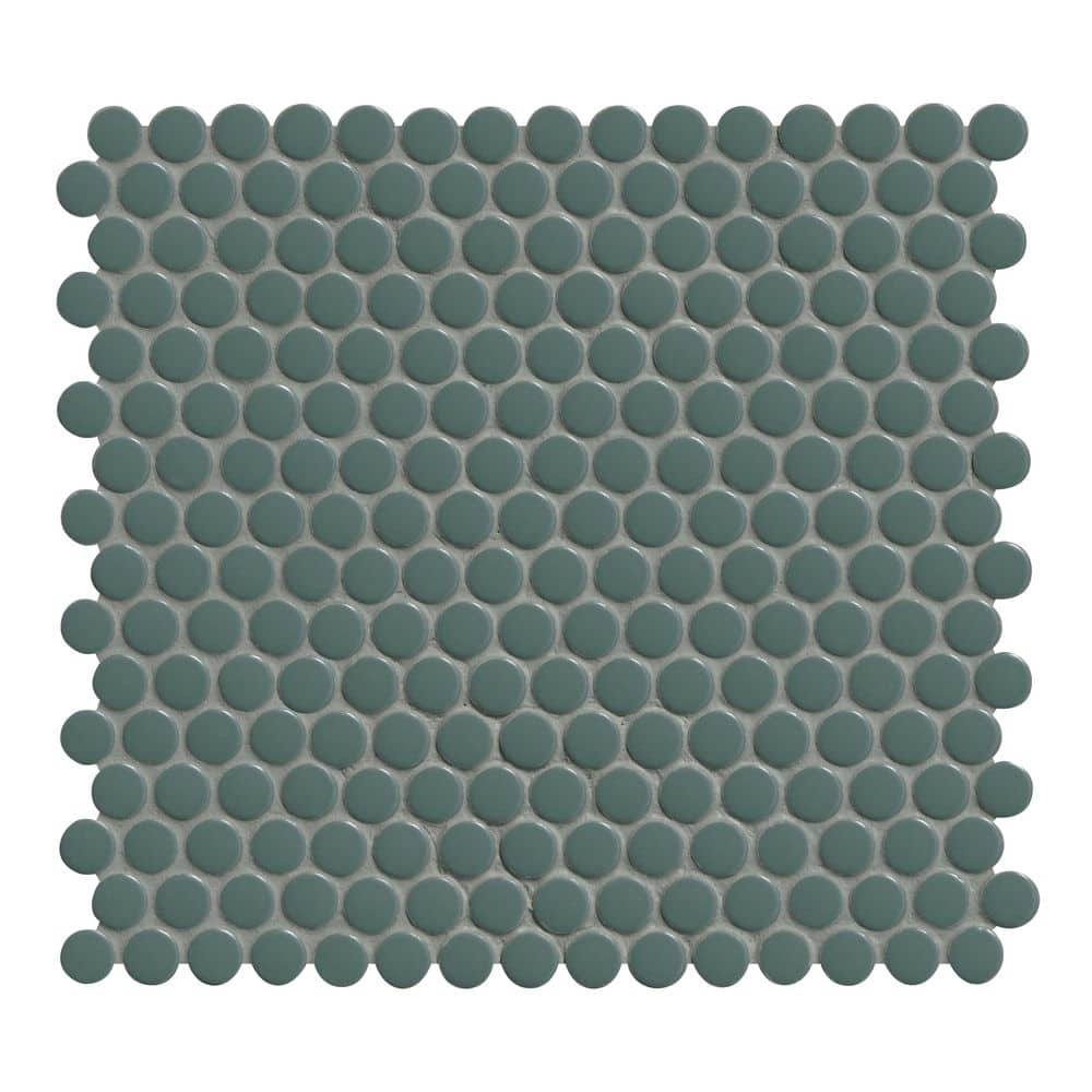 MSI Eucalyptus Green Satin 11 in. x 12 in Penny Round Matte Porcelain ...