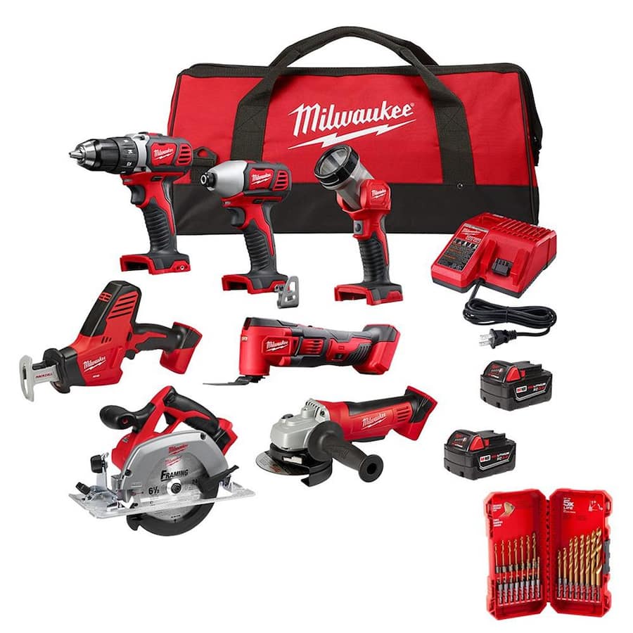 Milwaukee M18 18V Lithium-Ion Cordless Combo Tool Kit (7-Tool) with Two ...