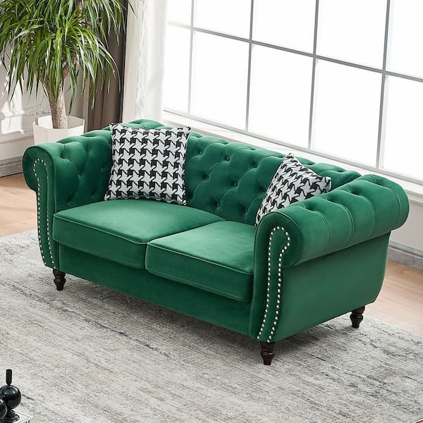 Noble House Rex 67 in. Rolled Arm Chenille Rectangle 2 Seater Sofa in ...