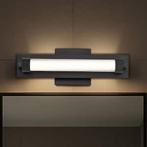Zevni 12.5 in. Modern 2-Light Black Integrated LED Bathroom Vanity ...