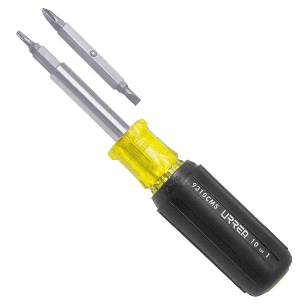 URREA 10-In-1 Screwdriver With 1/4 in. Flat, Phillips, Torx, Square ...