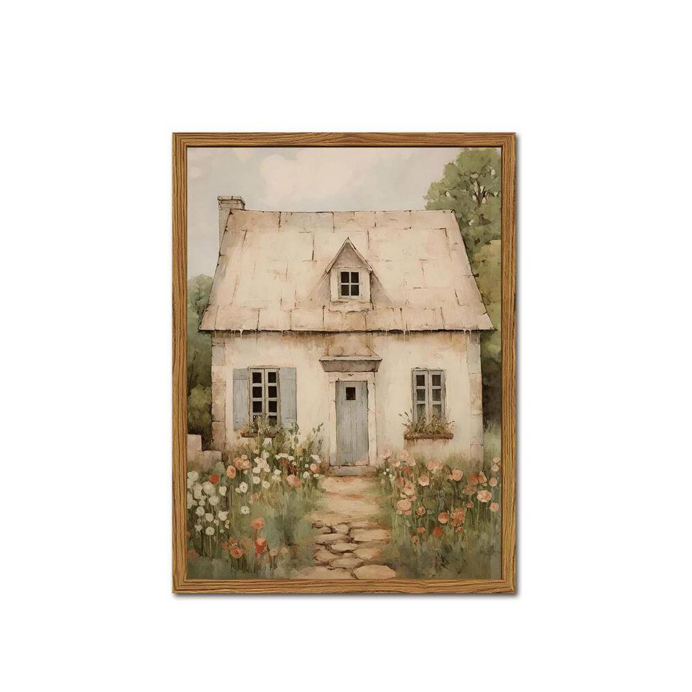 1-Piece Framed Vintage Farmhouse Wall Art Poster Country Stone House ...