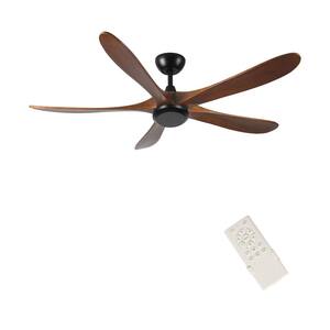bessten 60 in. Modern Standard Ceiling Fan with 5 Solid Wood Blades ...