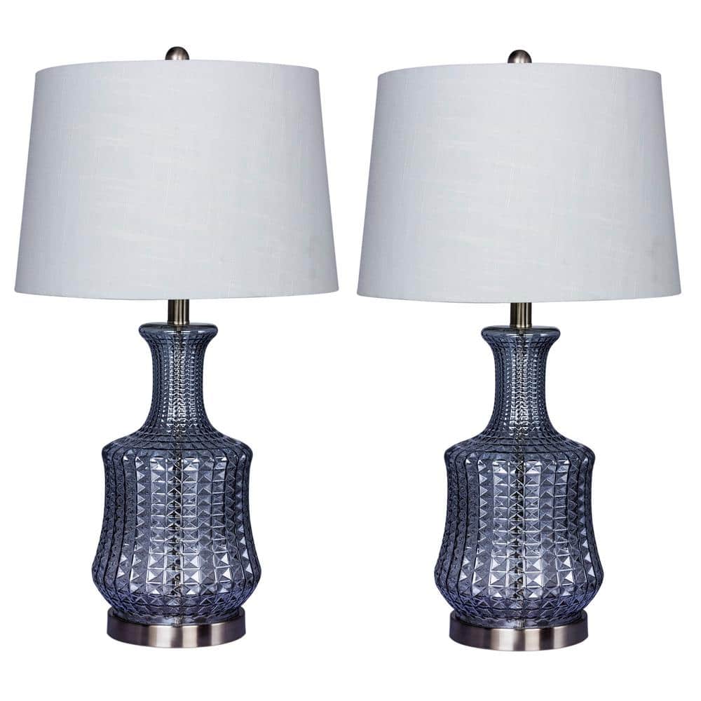 Fangio Lighting 27.5 in. Light Blue Glass and Brushed Steel Metal Genie ...