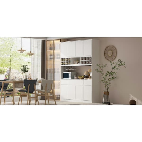 FUFU&GAGA 4-in-1 White Wood Wine Cabinet Bar Kitchen Wine FUFU&GAGA 4-in-1 White Wood Wine Cabinet Bar Kitchen Wine