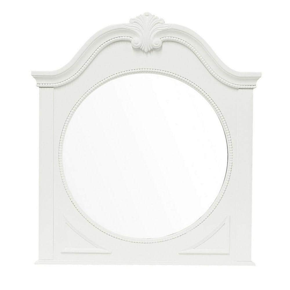 Benjara 37 in. W x 47 in. H Wooden Frame White Wall Mirror BM237354 ...