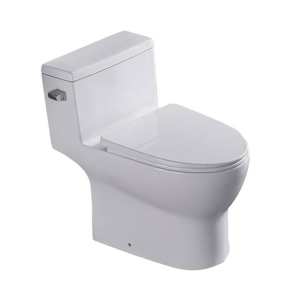 PRIMEPLUS 16.37 in. 1-Piece 1.28 GPF Single Flush Elongated Toilet in ...