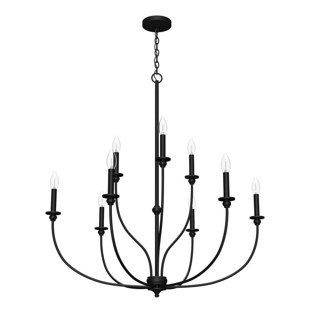 Hunter Southcrest 9-Light Matte Black Candlestick Chandelier 19632 ...