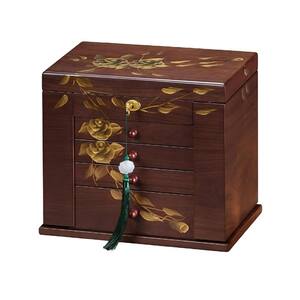 5 Layer Brown Rectangular Wood Jewelry Box with 2 Side Doors Mirror ...