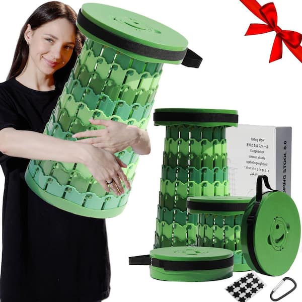 Portable Folding Plastic Garden Stool with Cushion Telescoping Foldable ...