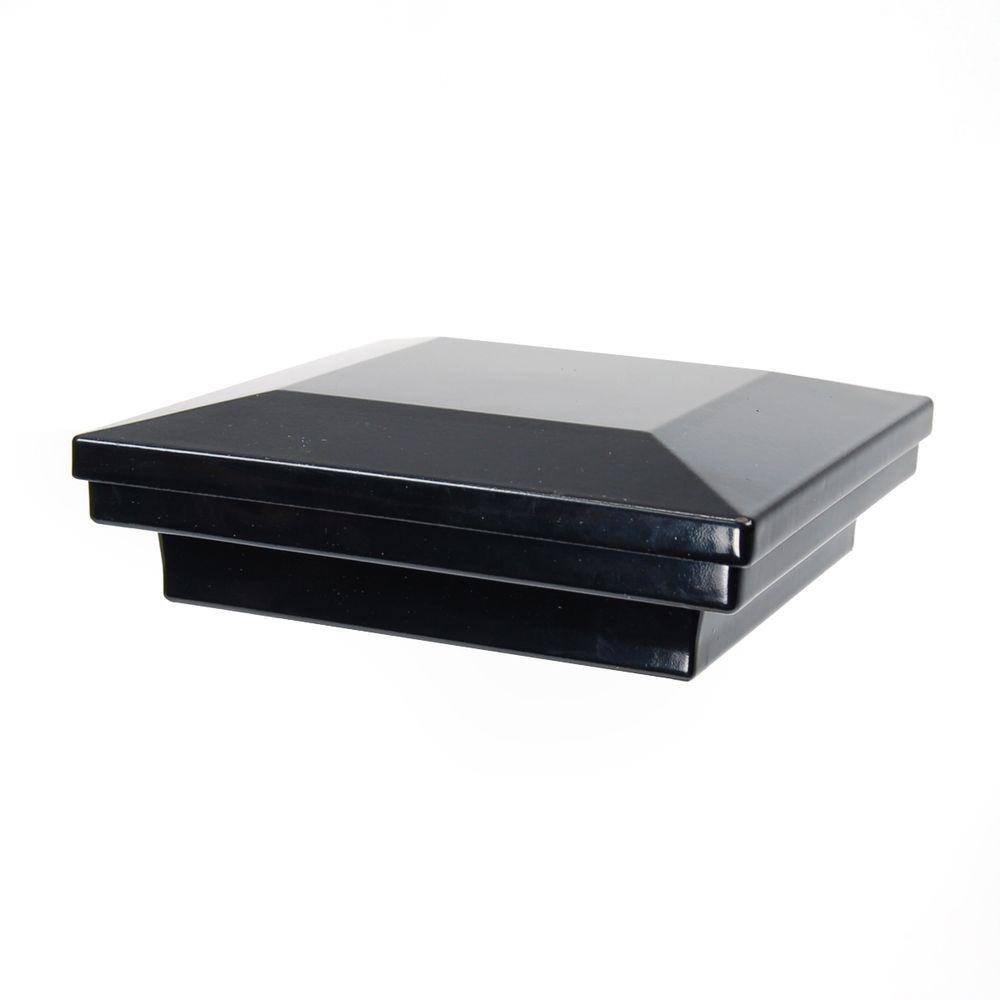 Fortress Accents 4 in. x 4 in. Gloss Black Aluminum Flat Pyramid Post ...