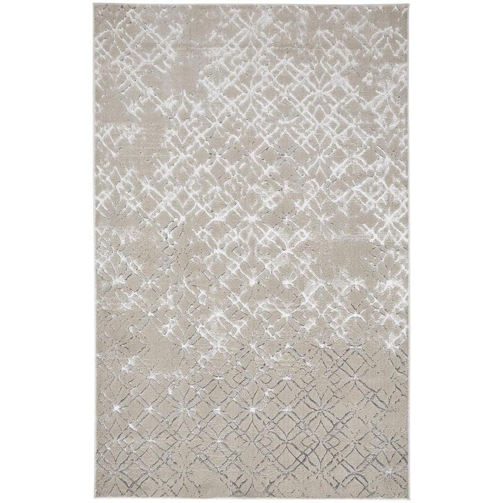 HomeRoots 5 x 8 Silver and Gray Abstract Area Rug 2000511495 - The Home ...