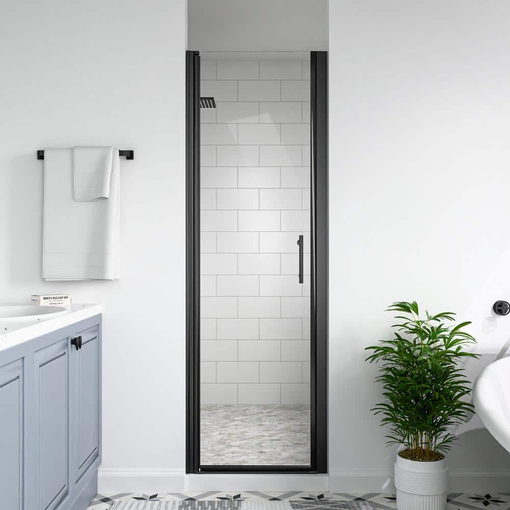 mortix 24 to 25-3/8 in. W. x 72 in. H Pivot Semi-Frameless Shower Door ...