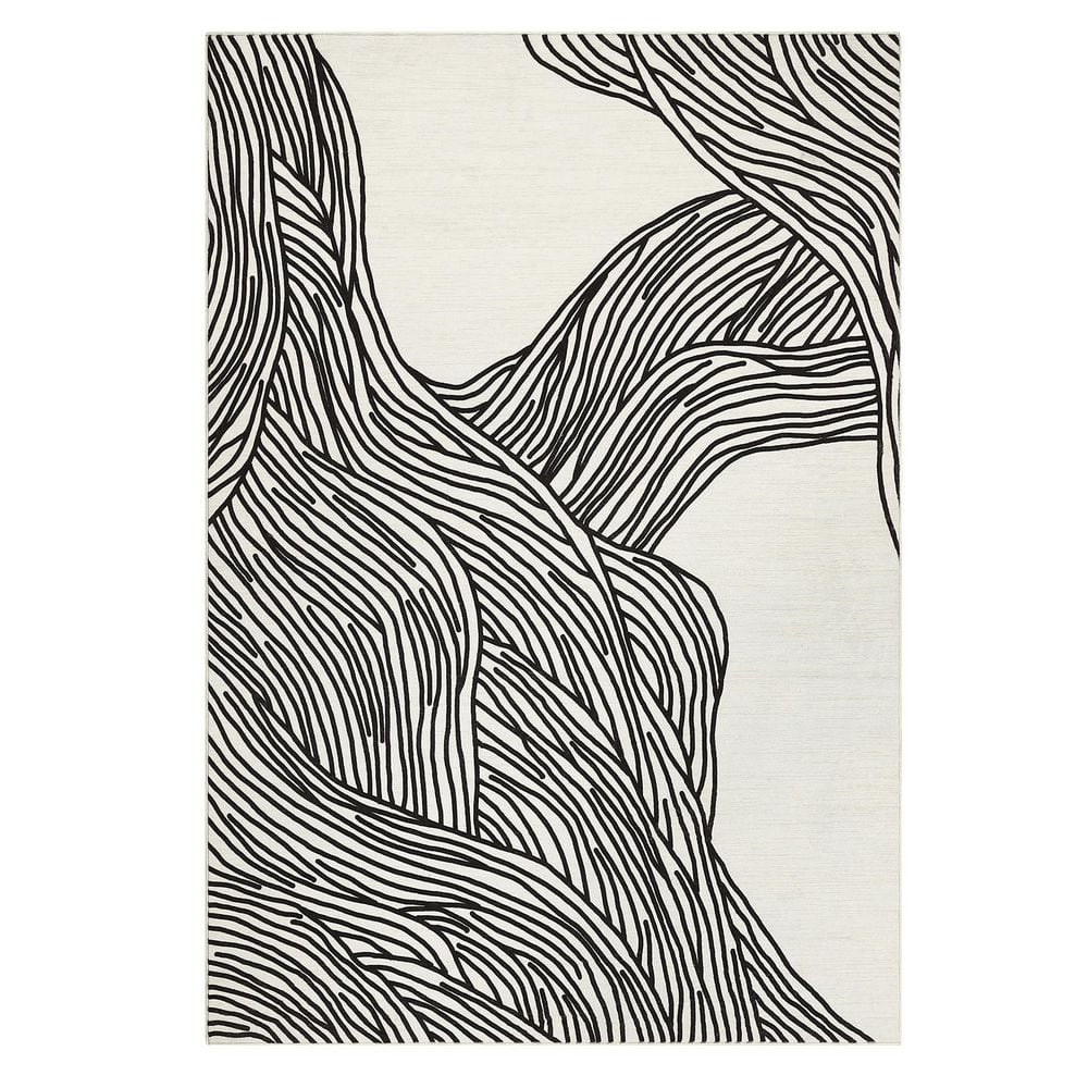 Garvee Black/ White 5*7ft Modern Abstract Carpet Washable Rug Living ...