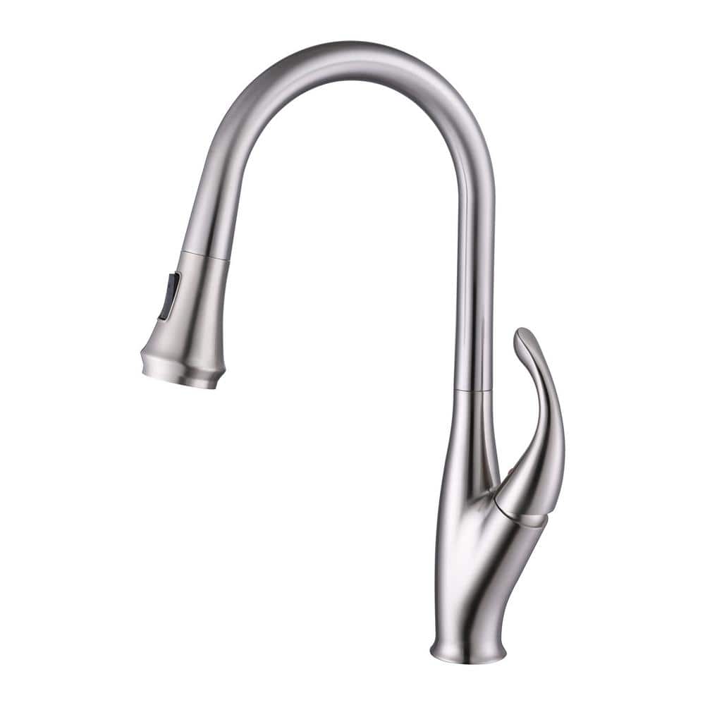 Maincraft Single Handle Pull Down Sprayer Kitchen Faucet in Brushed ...