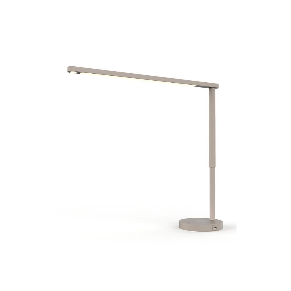 Hampton Bay 21 in. Grey Task Lamp LED with 5-Volt 2 Amp USB with Night ...