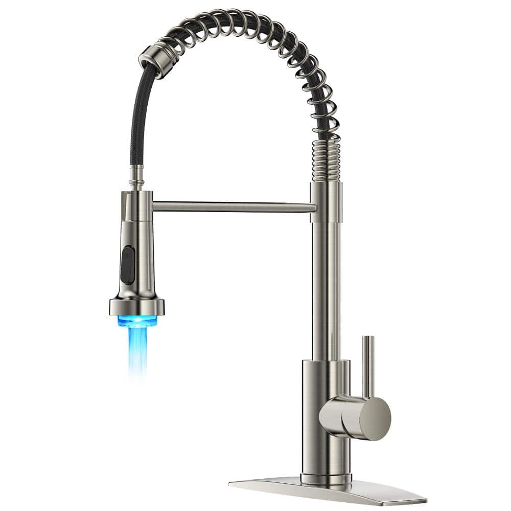 ANZA Single Handle Pull Down Sprayer Kitchen Faucet with LED Light in ...