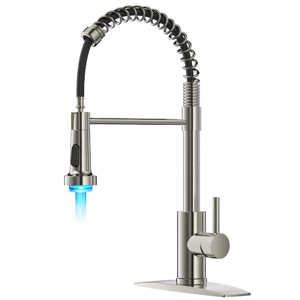 ANZA Single Handle Pull Down Sprayer Kitchen Faucet with LED Light in ...
